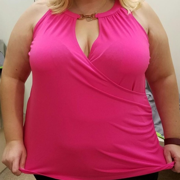 INC International Concepts | Tops | Stretchy Hot Pink Key Hole Style ...